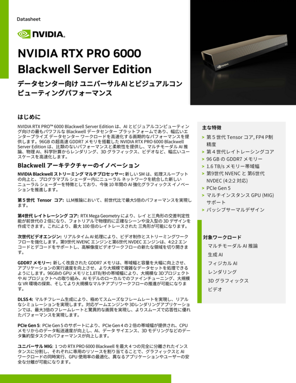 NVIDIA RTX PRO 6000 Blackwell Server Edition