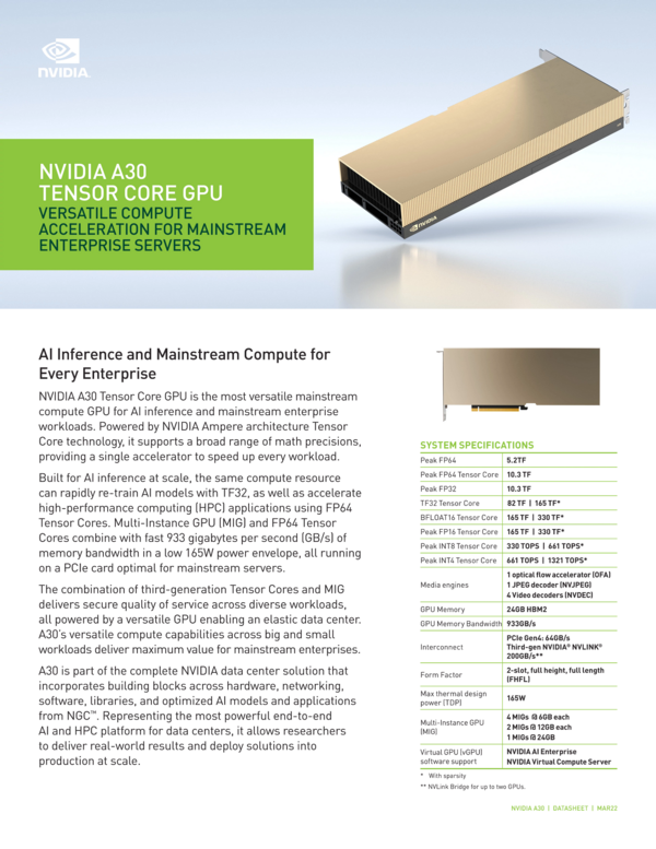 NVIDIA H100 GPU Datasheet